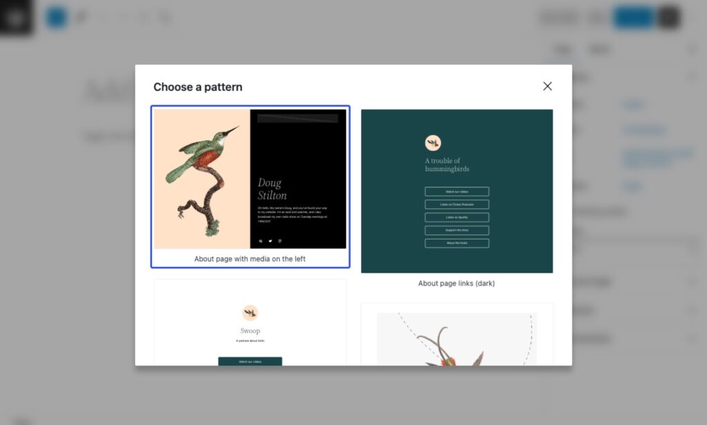 What are Page Creation Patterns in WordPress?