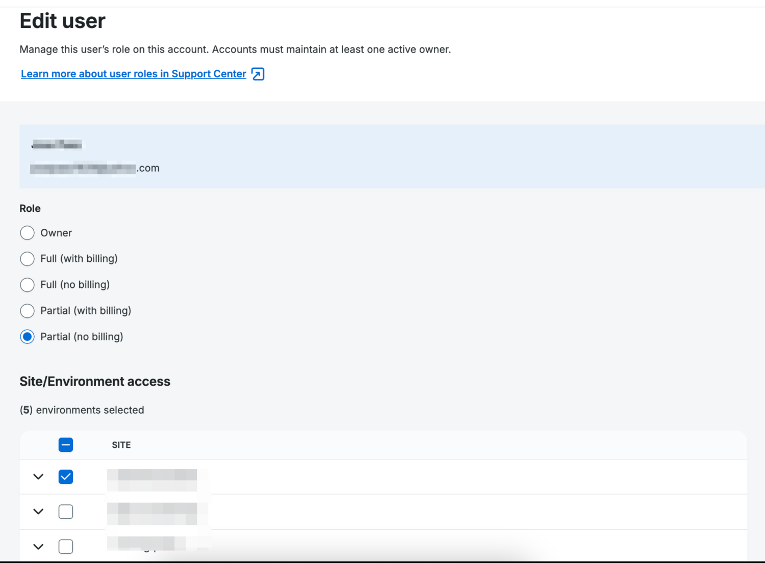 User Portal Account Users and Roles - Support Center