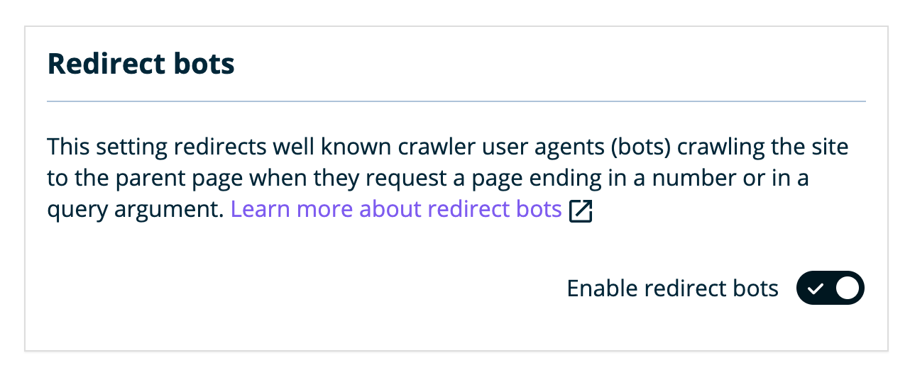 Redirect Bots Setting - Support Center