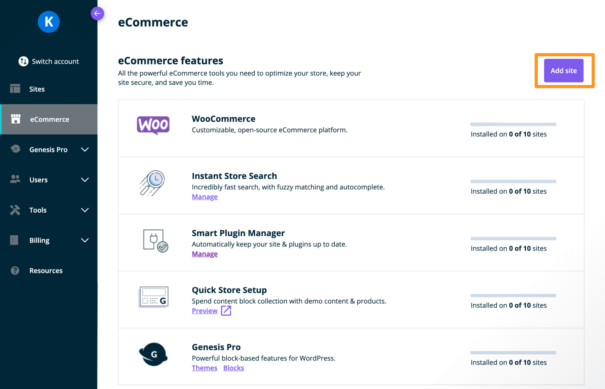 eCommerce Solution Features - Support Center