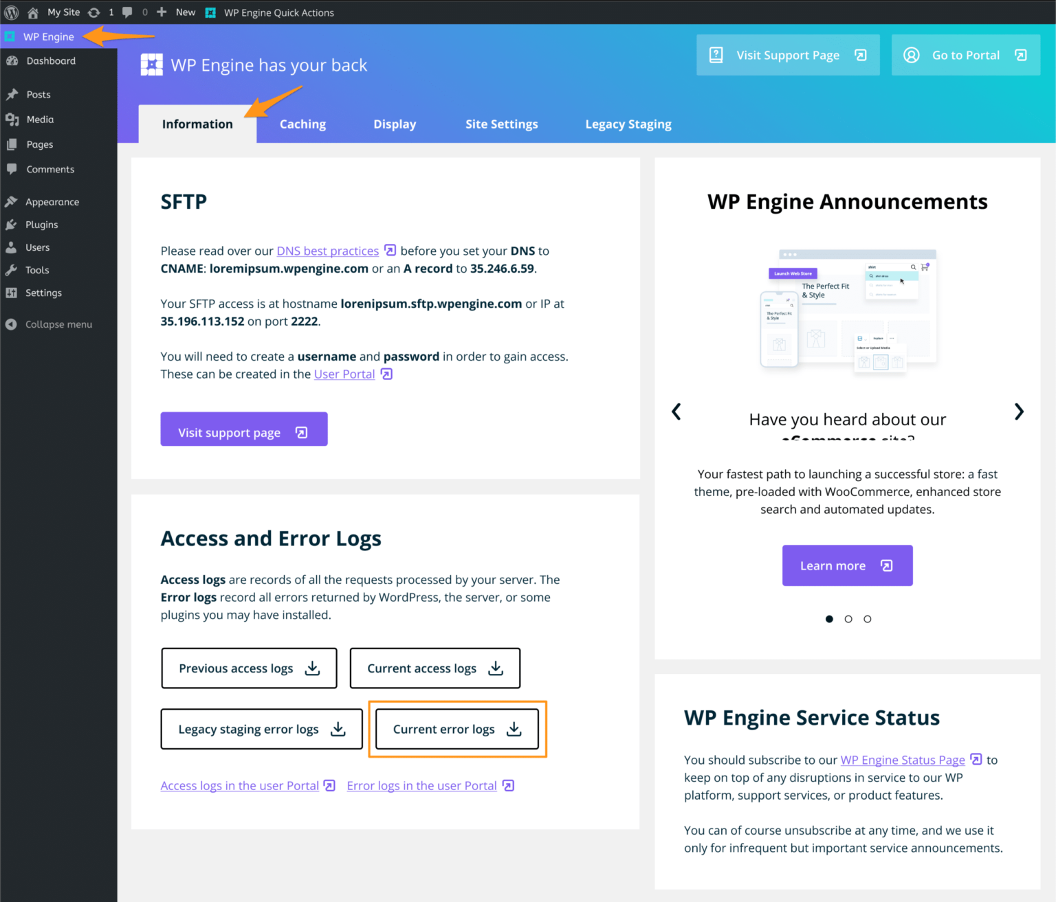 Error Logs and Common Errors - Support Center