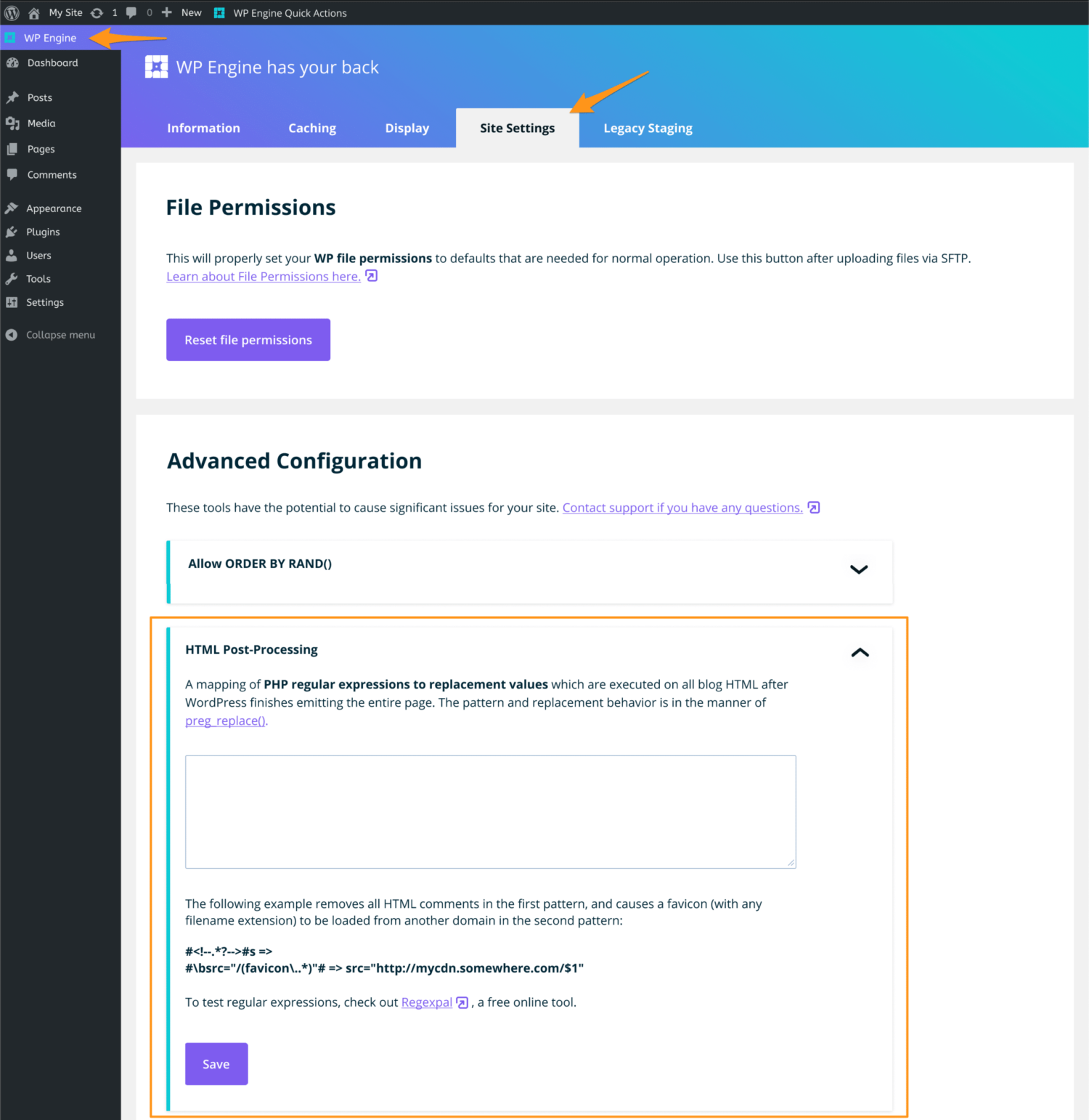 HTML Post-Processing - Support Center