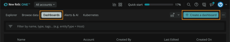New Relic Dashboards - Support Center