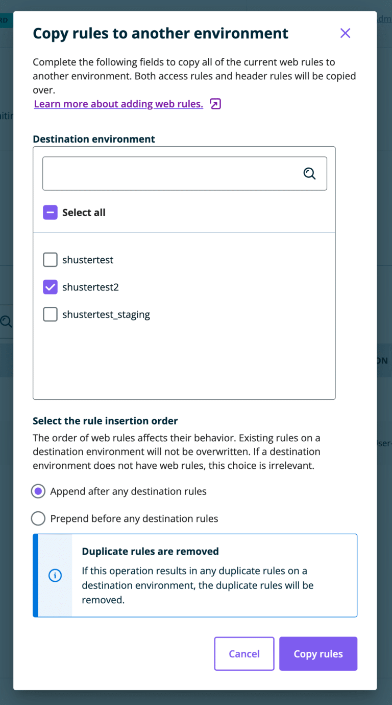 Web Rules Engine - Support Center