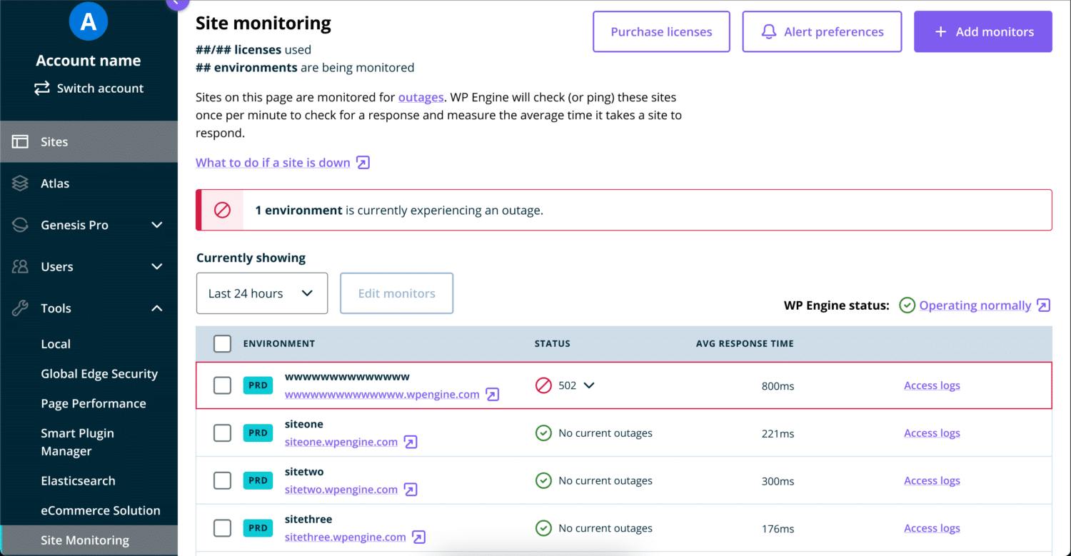 Site Monitoring - Support Center