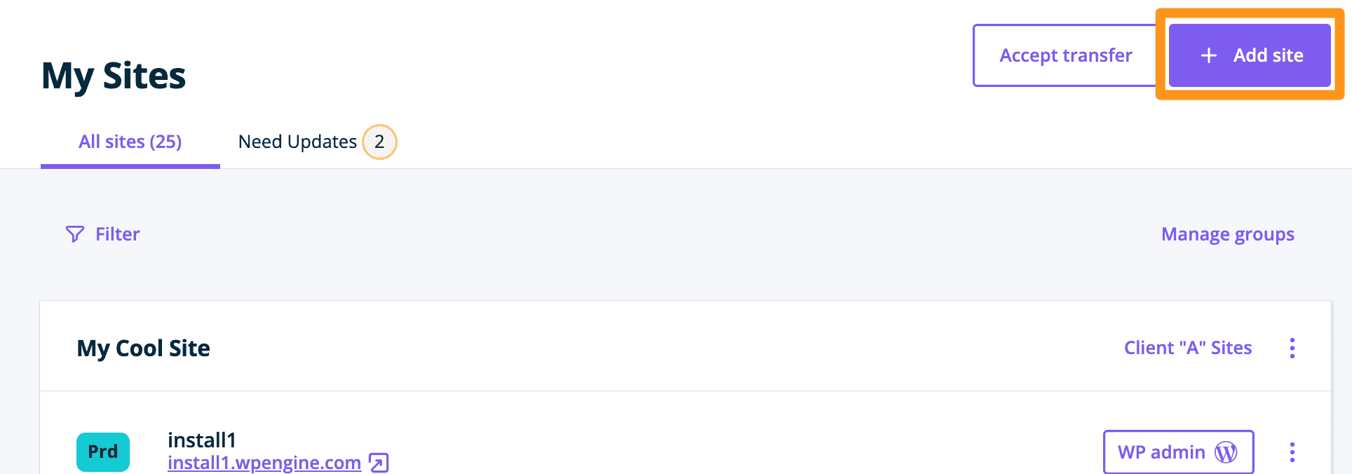 Sites and Environments - Support Center