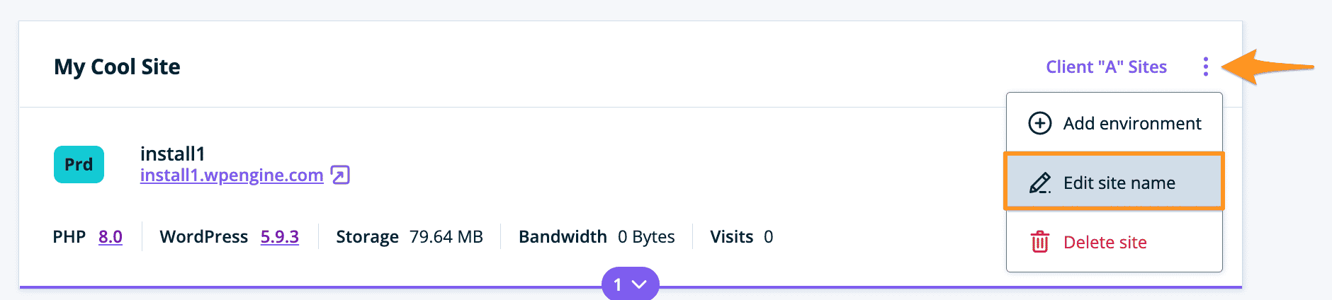 Sites and Environments - Support Center