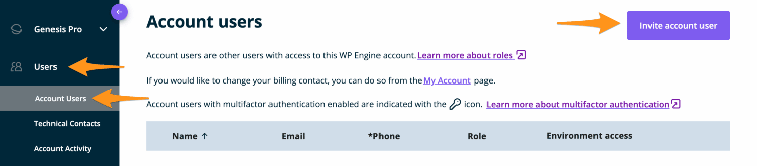 User Portal Account Users and Roles - Support Center