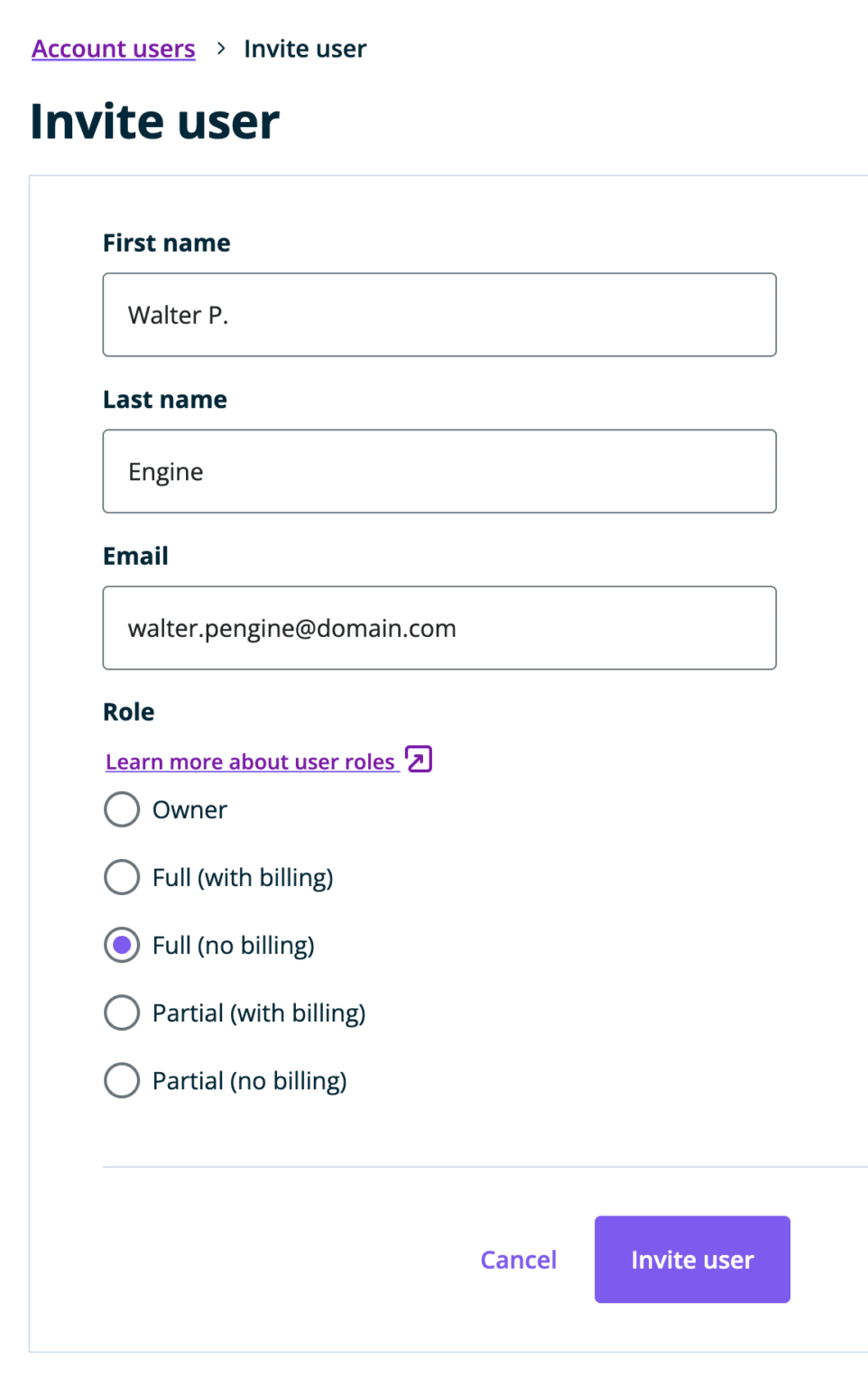 User Portal Account Users and Roles - Support Center