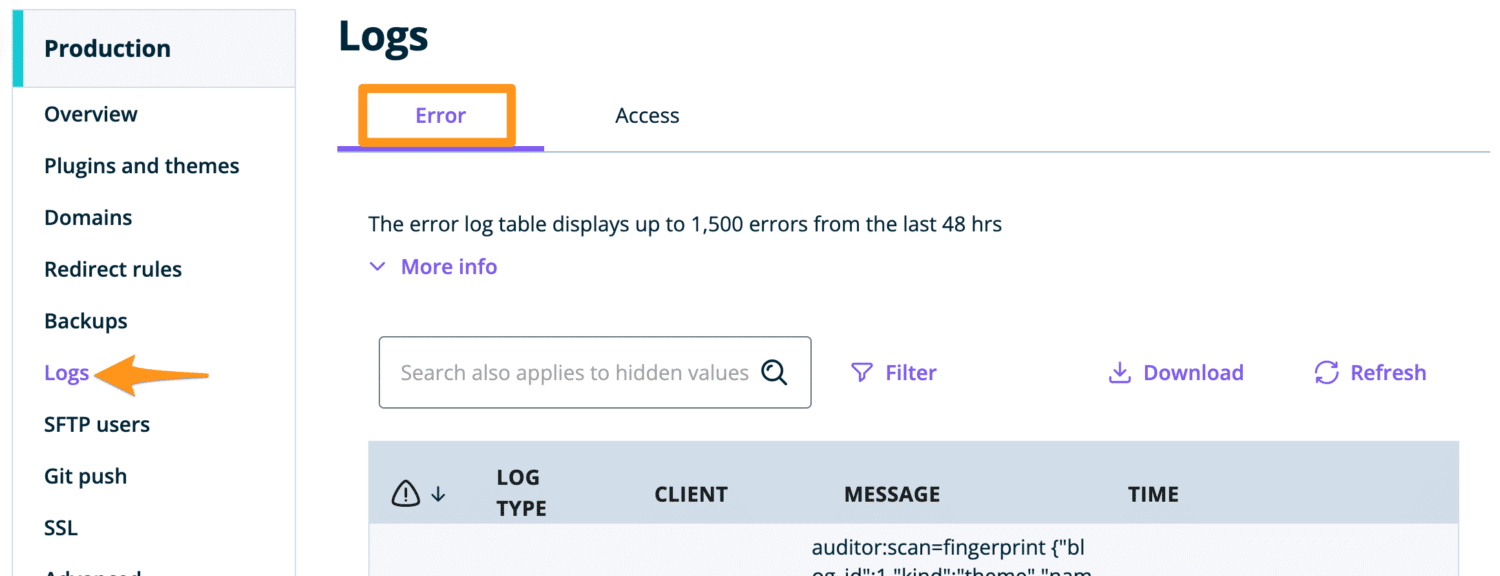 Error Logs and Common Errors - Support Center