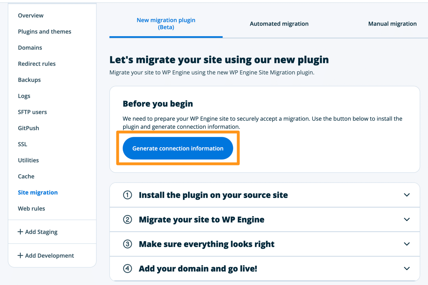 WP Engine Site Migration Plugin - Support Center