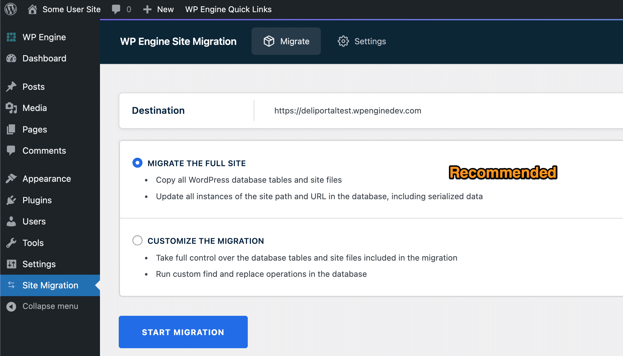 WP Engine Site Migration Plugin - Support Center
