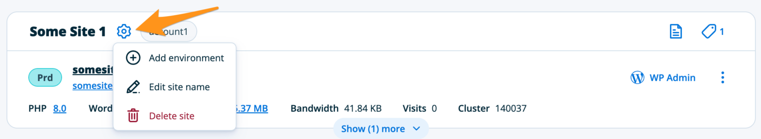 Sites Page - Support Center