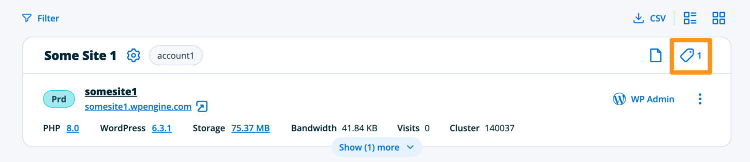 Sites Page - Support Center