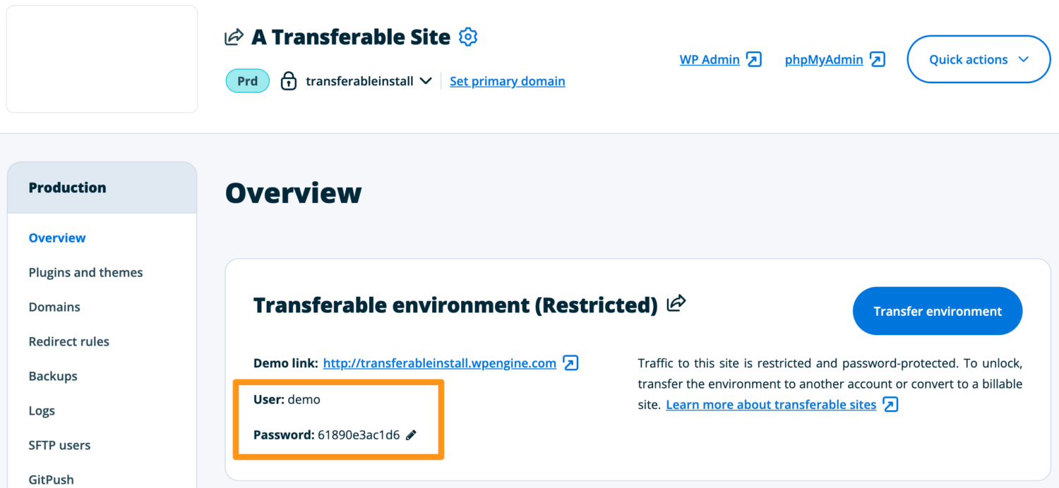 Transferable Sites and Environments - Support Center