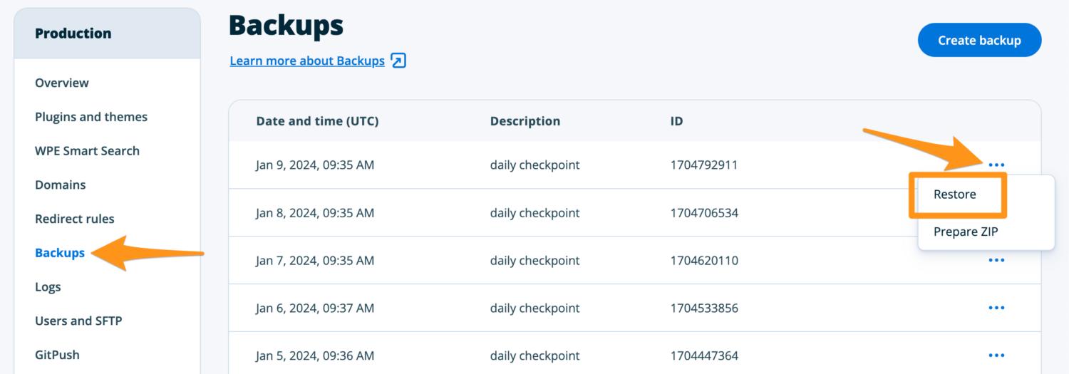 Backup and Restore - Support Center