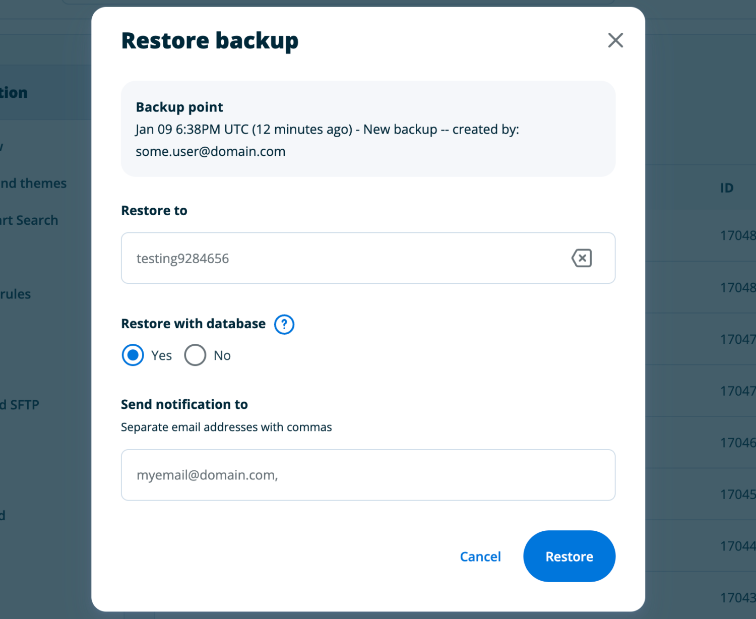 Backup and Restore - Support Center