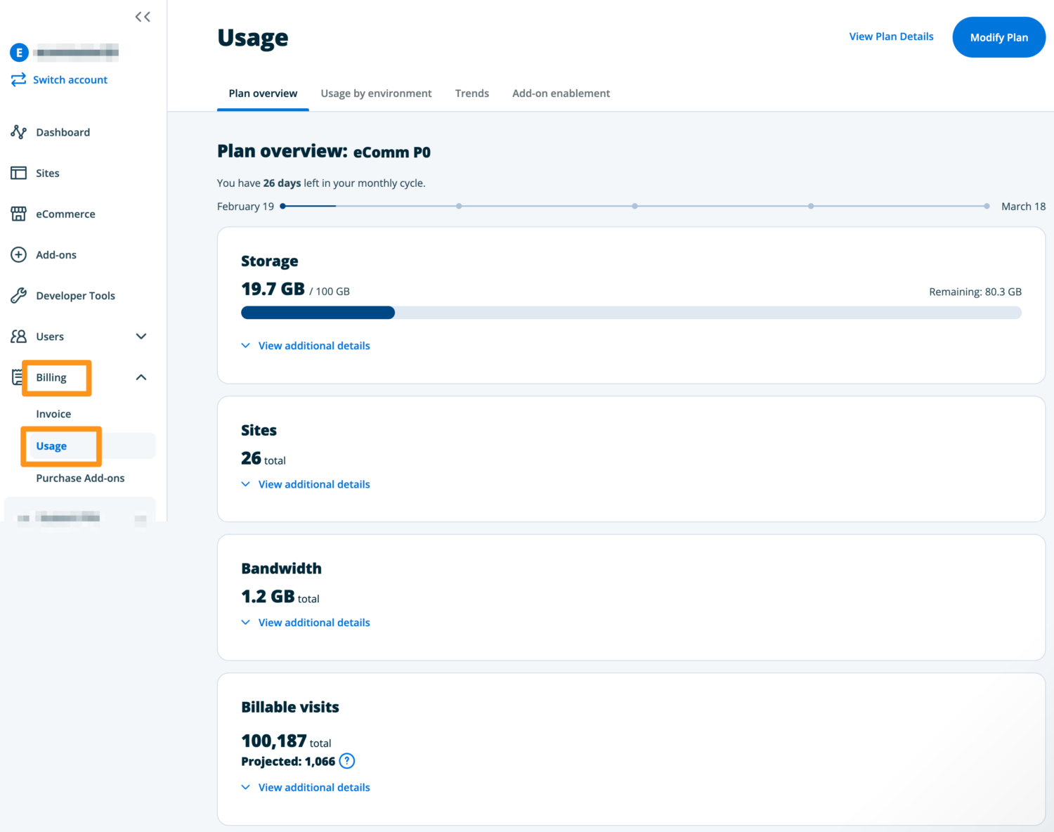 Usage Page - Support Center