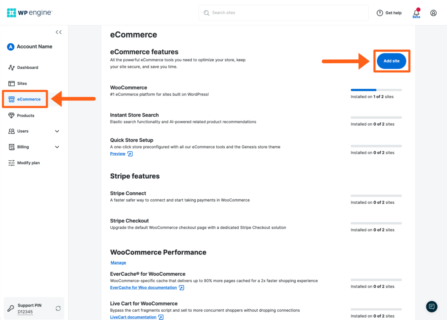 eCommerce Solution Features - Support Center
