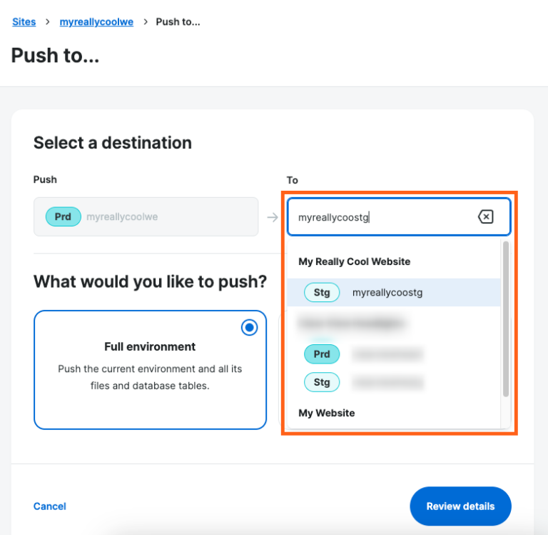 Sites and Environments - Support Center