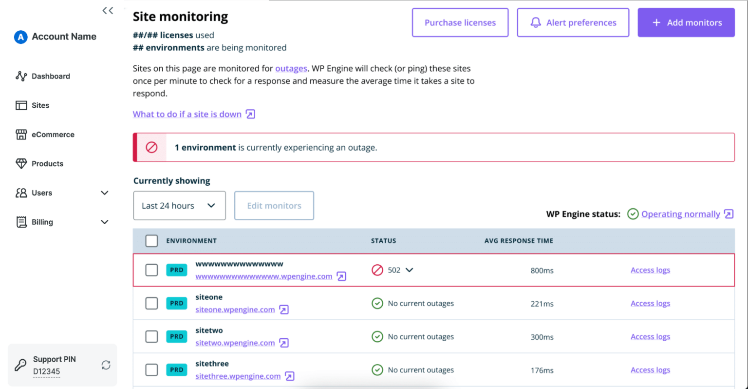 Site Monitoring - Support Center